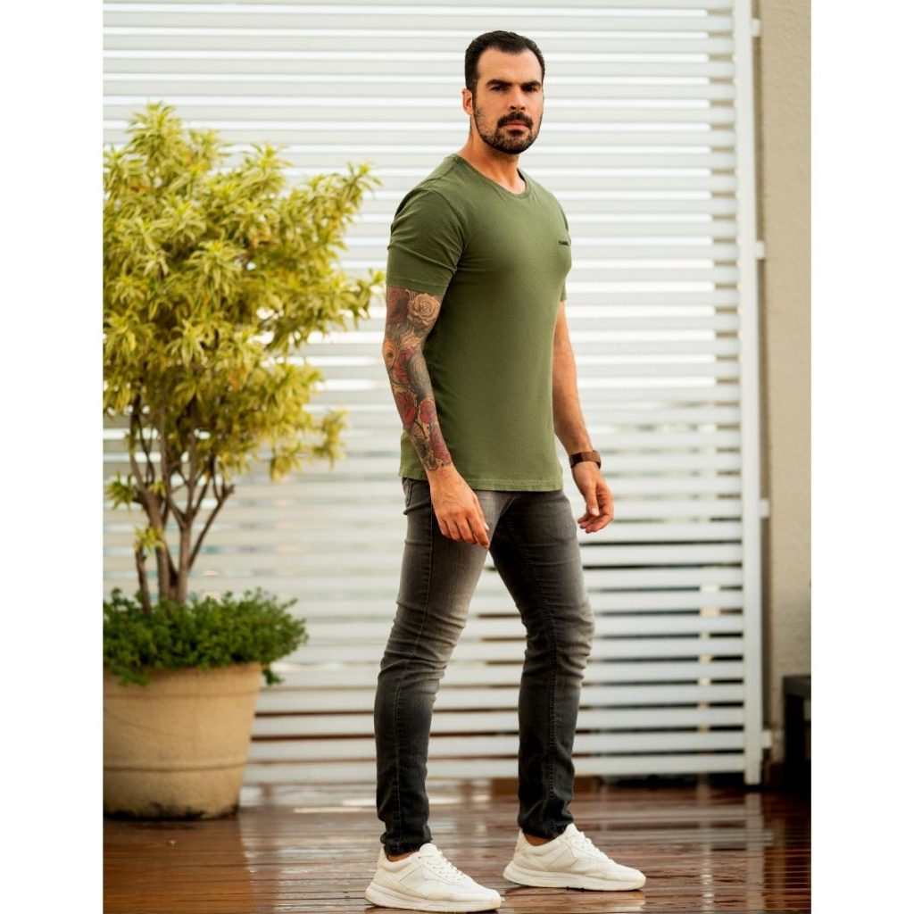 CAMISETA ESTONADA VERDE MUSGO MASCULINA - Hammer Roupas Masculinas